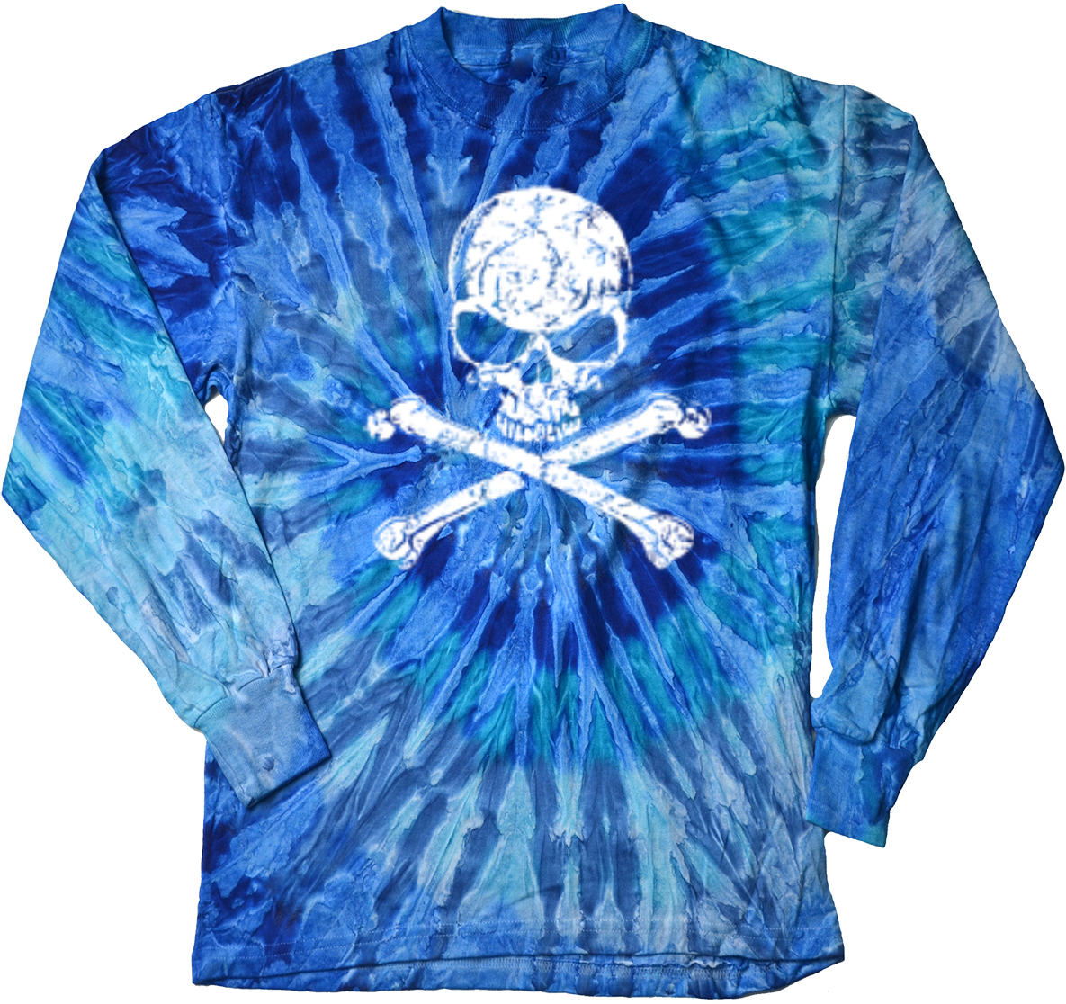 Halloween Tie Dye Long Sleeve Shirt White Distressed Skull | eBay