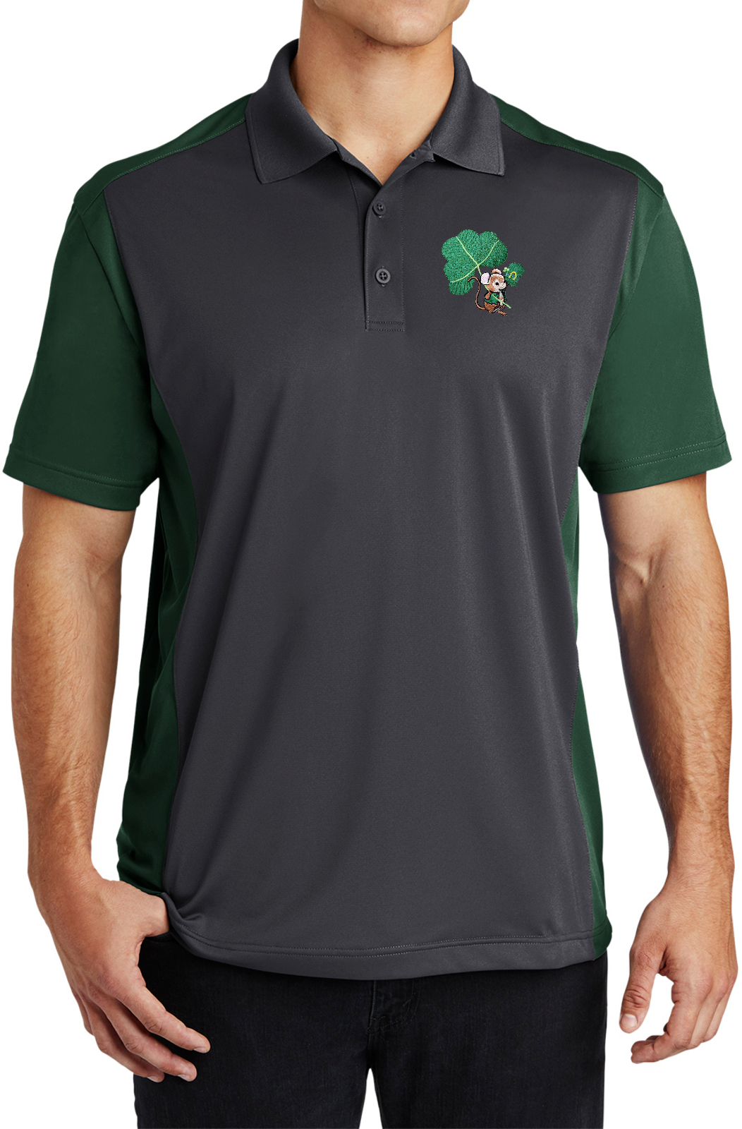 St Patricks Day Lucky Irish Mouse Chest Print Colorblock Sport Wick ...