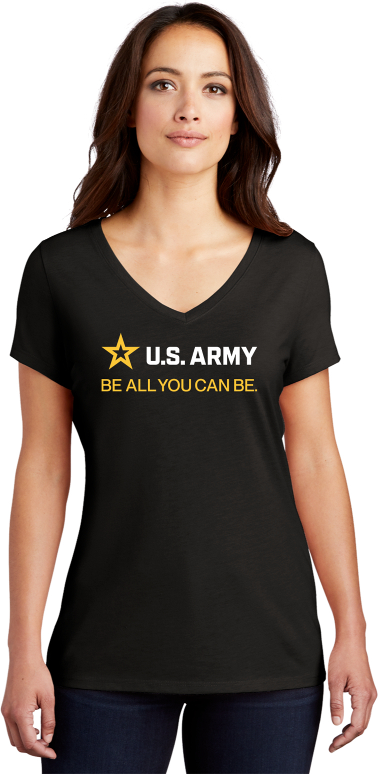 US Army Be All You Can Be White and Gold Strip Womens Tri Blend V-neck T-Shirt | eBay